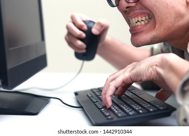 Employee Using Computer Shouting Screaming Mad Stock Photo 1442910344 ...
