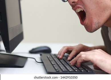 Employee Using Computer Shouting Screaming Mad Stock Photo 1442910350 ...