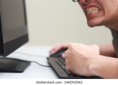 Employee Using Computer Shouting Screaming Mad Stock Photo 1442910362 ...