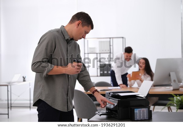 Employee Using New Modern Printer Office Stock Photo 1936291201 ...