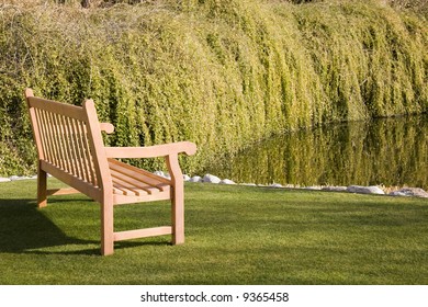 Empty Bench Overlooking Pond Stock Photo 9365458 | Shutterstock