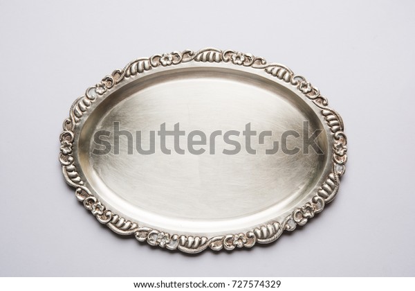 Empty Blank Silverware Oval Shape Silver Stock Photo (Edit Now) 727574329