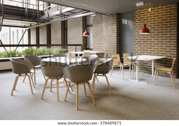 Empty Cafeteria Interior Shot Large Windows Stock Photo (Edit Now ...