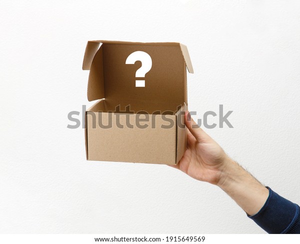 Empty Cardboard Box Question Mark Mans Stock Photo 1915649569 ...