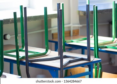 Empty Classroom School Upside Down Chairs Stock Photo (Edit Now) 1364284667