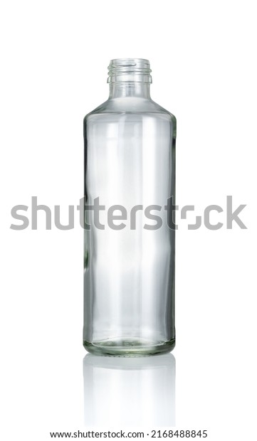 Empty Clear Glass Bottle Reflection Isolated Stock Photo 2168488845 ...