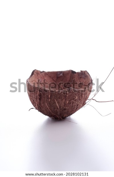 Empty Coconut Shell On White Background Stock Photo 2028102131 ...