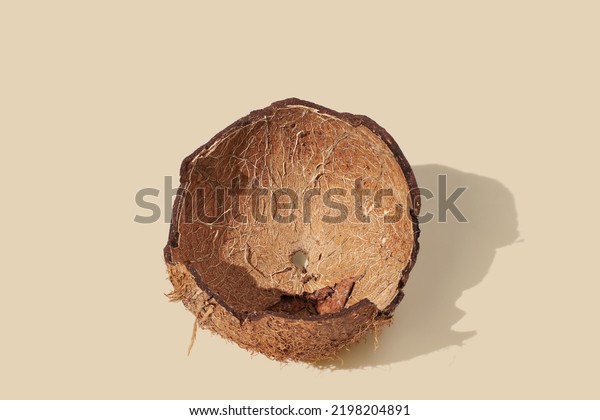 Empty Coconut Shell On Yellow Pastel Stock Photo 2198204891 | Shutterstock