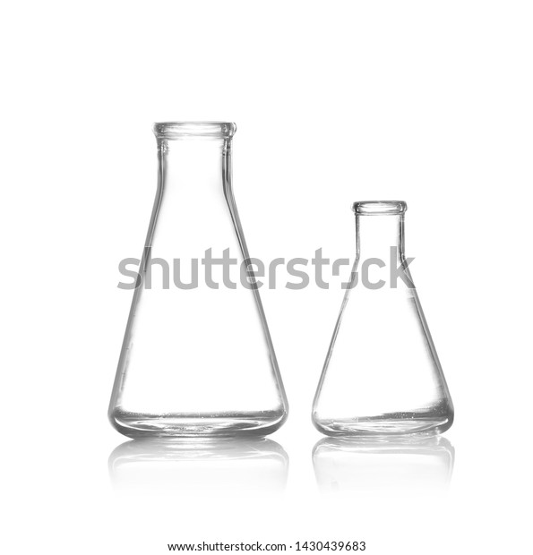 Empty Conical Flasks On White Background Stock Photo 1430439683 ...