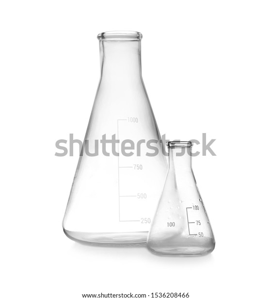 Empty Conical Flasks On White Background Foto de stock 1536208466 ...