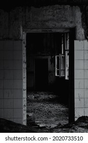 Empty Corridor Through Old Broken Abandoned Stock Photo 2020733510 ...