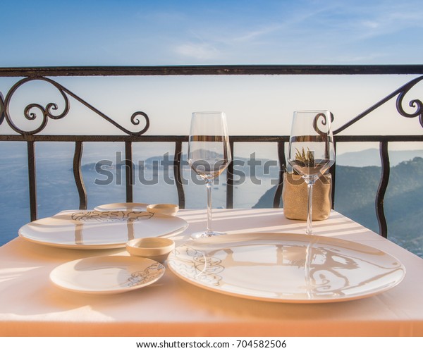 Empty Dining Table Stunning Views Overlooking Stock Photo 704582506 ...