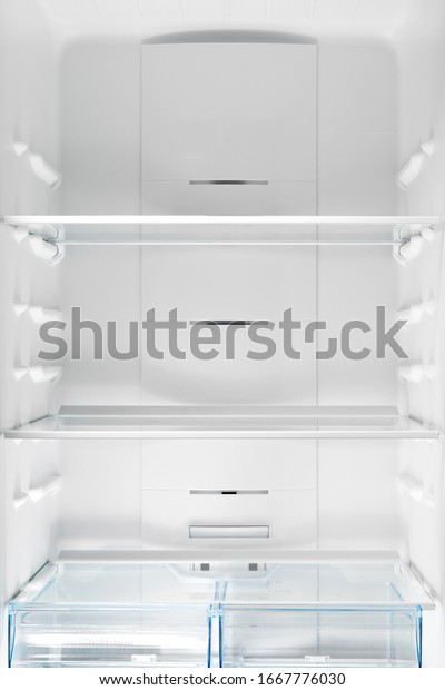 Empty Fridge Background Inside View Into Stock Photo (Edit Now) 1667776030