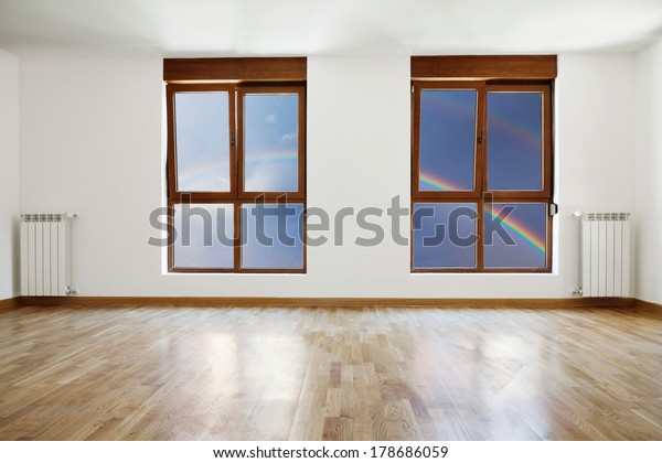 Empty Interior Room Two Windows Closed Stock Photo 178686059 | Shutterstock