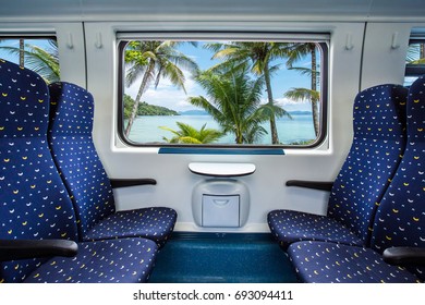 Empty Interior Train Long Short Distance Stock Photo 693094411 ...
