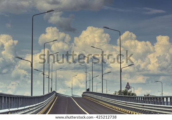 Empty Interstate Road Highway Lamp Posts Stock Photo 425212738 ...