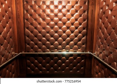 Empty Leather Padded Elevator Interior Golden Stock Photo 775216954 ...