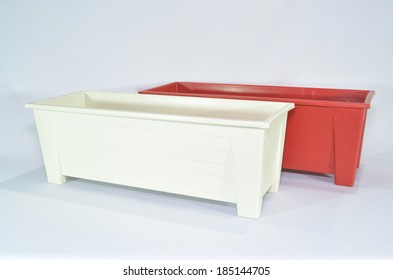 Empty Red White Rectangle Flower Pot Stock Photo 185144705 | Shutterstock