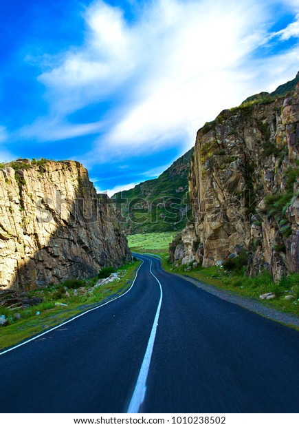 Empty Road Running Through Gorge Mountains Stock Photo 1010238502 ...