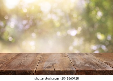 Empty Rustic Table Front Countryside Background Stock Photo 2041860728 ...