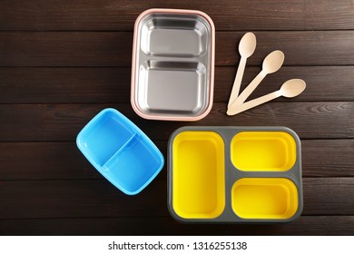 Empty School Lunch Boxes On Wooden Stock Photo 1316255138 | Shutterstock