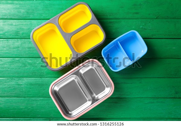 Empty School Lunch Boxes On Color Stock Photo 1316255126 | Shutterstock