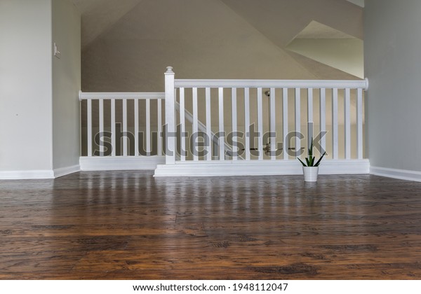 Empty Second Floor Den Staircase Railing Stock Photo 1948112047 ...