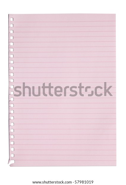 Empty Sheet Pink Paper Notebook Isolated Stock Photo (Edit Now) 57981019