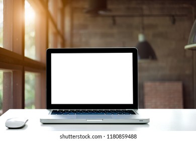 Empty Spacewhite Computer Table Laptop Blank Stock Photo 1180859488 ...