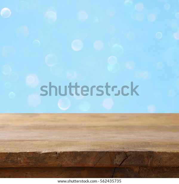 Empty Table Front Blue Glitter Lights Stock Photo 562435735 | Shutterstock
