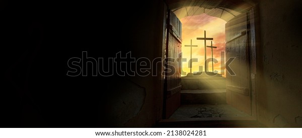 Empty Tomb Three Crosses Stock Photo 2138024281 | Shutterstock