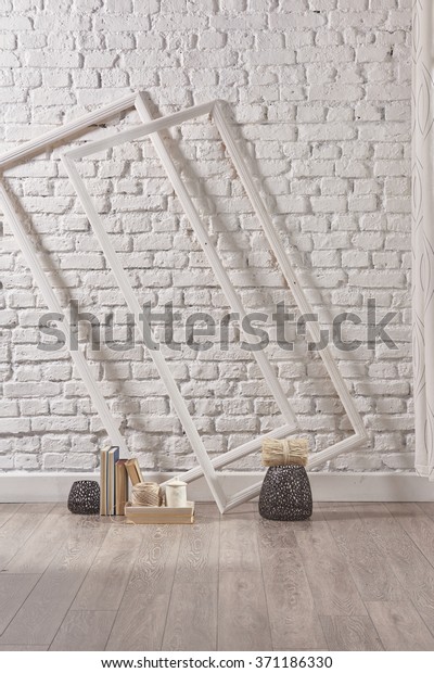 Empty White Brick Wall Frame Border Foto Stok 371186330 | Shutterstock