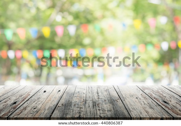 Empty Wooden Table Blurred Party On Stock Photo 440806387 | Shutterstock