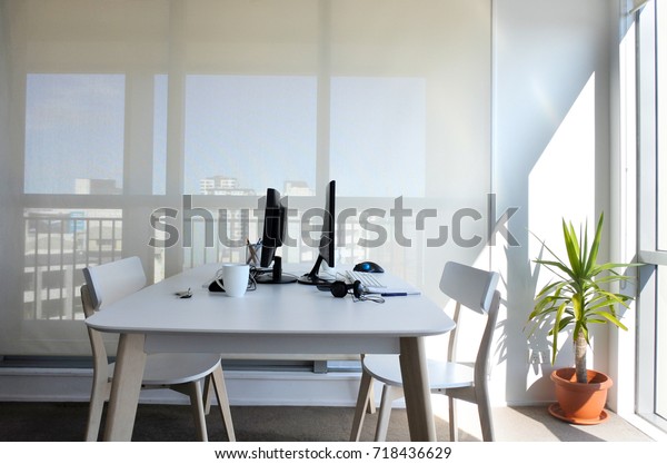 Empty Working Desk Two Home Office Stock Photo 718436629 | Shutterstock