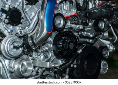 Closeup Combustion Engine On Modern Tractor Stock Photo 1865437003 ...
