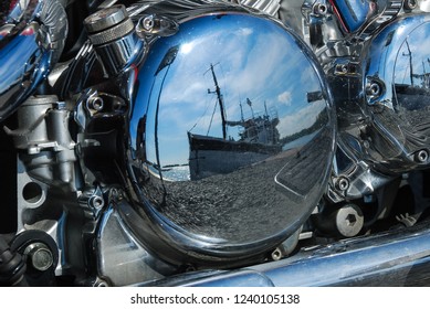 Ship Reflection Motorcycle Engine Shiny Metallic Stock Photo 1280887771 ...