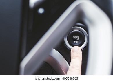 Finger Pressing Engine Start Stop Button Stock Photo (Edit Now) 115253860