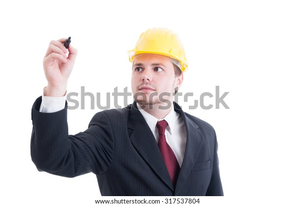 Engineer Architect Writing Marker On White Stock Photo 317537804 ...