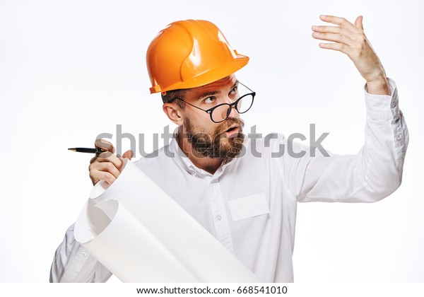 Engineer Beard On White Isolated Background Stock Photo 668541010 ...