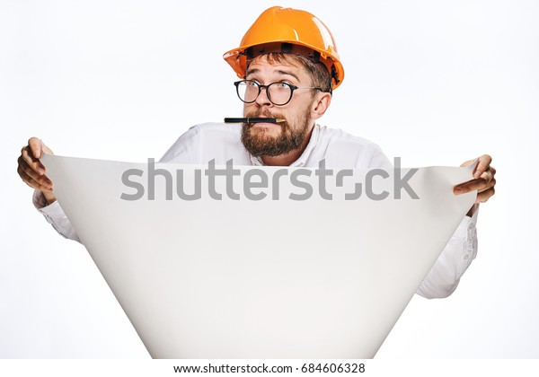 Engineer Beard On White Isolated Background Stock Photo 684606328 ...