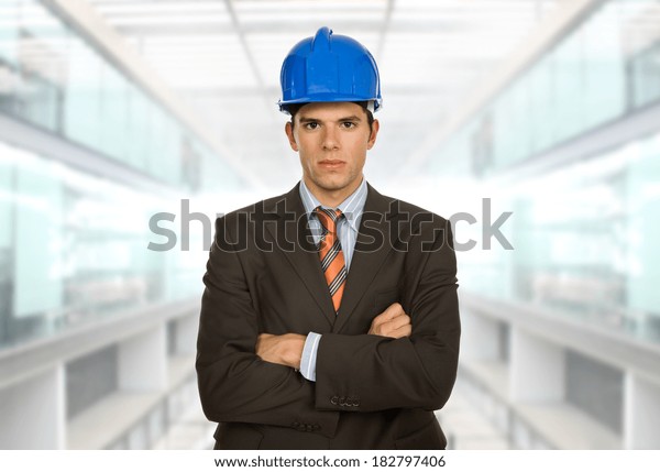 Engineer Blue Hardhat Office Stock Photo 182797406 | Shutterstock
