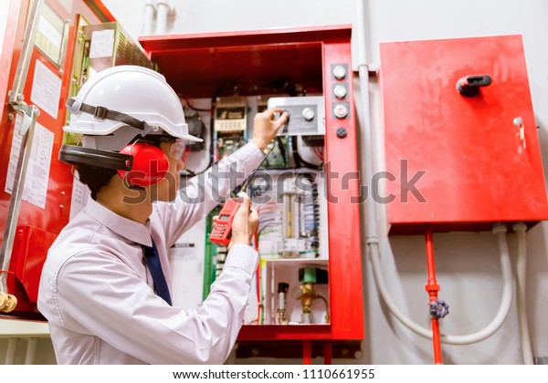 Engineer Checking Industrial Fire Control Systemfire Stock Photo ...