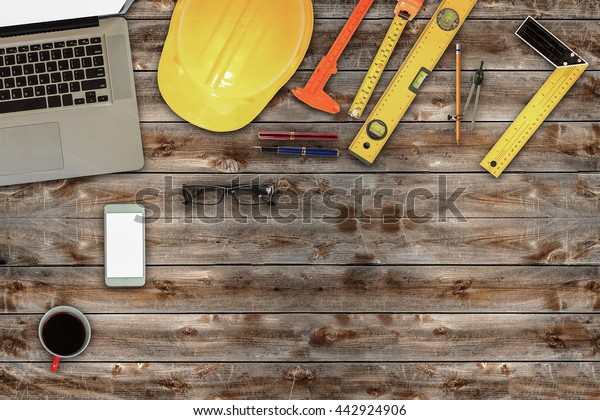 Engineer Desk Background Project Ideas Concept Stock Photo (Edit Now ...