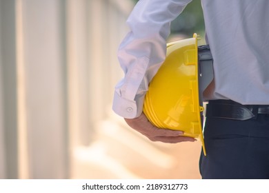 Engineer Holding Hard Hat Construction Worker Stock Photo 2189312773 ...