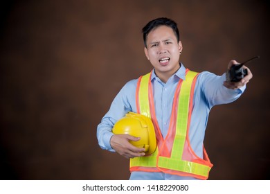 Engineer Man Construction Worker Scared Shock Stock Photo 1418229080 ...