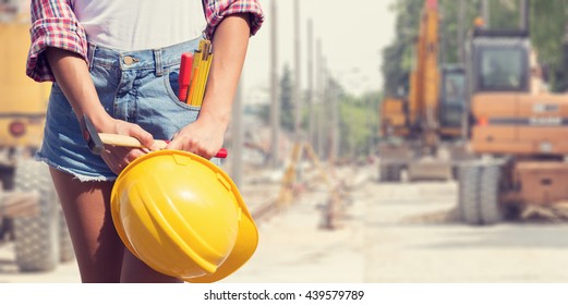 Engineer Ready Work On Construction Site Stock Photo 439579789 ...