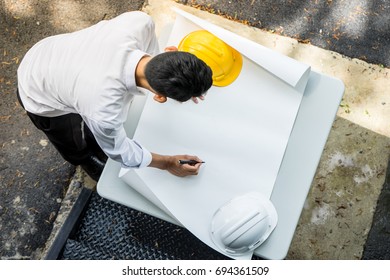 Engineer Starting Draw Building Plan Stock Photo 694361509 | Shutterstock