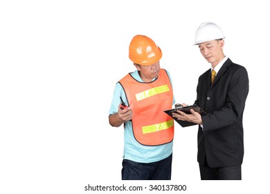 Engineer Supervisors Checking Construction On White Stock Photo ...