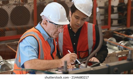 Engineer Teaching Apprentice Use Metal Sheet Stock Photo 2144680217 ...