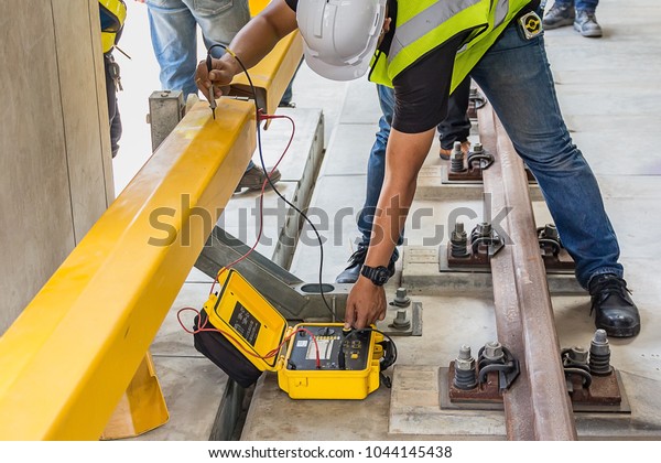 Engineer Using Electrical Equipment Insulation Tester Stock Photo ...